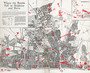 Map of WW2 bombs in Brighton & Hove, 1944 - Brighton & Hove Museums